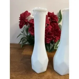 EO Brody | Accents | Vintage Eo Brody Co Milk Glass Gem Cut Vases White ...